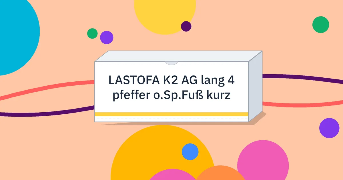 Symbolbild: Packung mit der Aufschrift LASTOFA K2 AG lang 4 pfeffer o.Sp.Fuß kurz (PZN 13805828) – Verfügbarkeit und Bezug in Apotheken in Frankfurt am Main