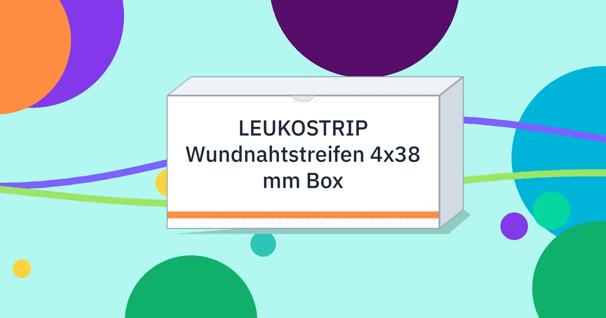 Symbolbild: Packung mit der Aufschrift LEUKOSTRIP Wundnahtstreifen 4x38 mm Box (PZN 19452294) – Verfügbarkeit und Bezug in Apotheken in Frankfurt am Main
