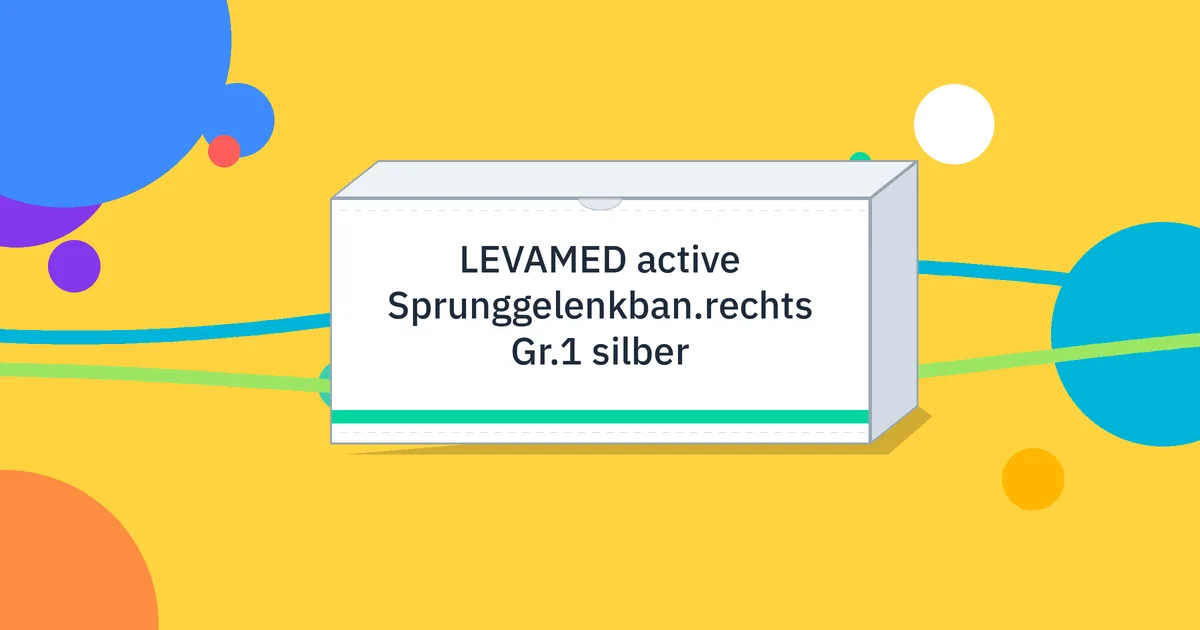 Symbolbild: Packung mit der Aufschrift LEVAMED active Sprunggelenkban.rechts Gr.1 silber (PZN 15294510) – Verfügbarkeit und Bezug in Apotheken in Frankfurt am Main