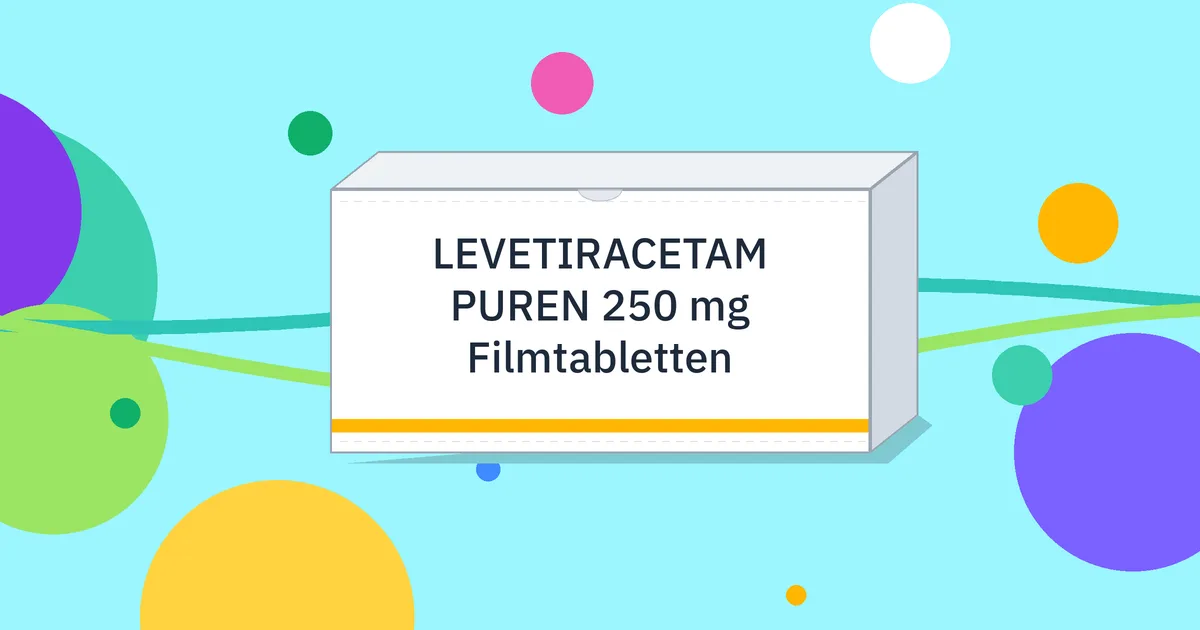Symbolbild: Packung mit der Aufschrift LEVETIRACETAM PUREN 250 mg Filmtabletten (PZN 12532044) – Verfügbarkeit und Bezug in Apotheken in Frankfurt am Main