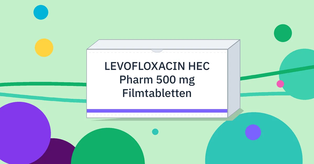 Symbolbild: Packung mit der Aufschrift LEVOFLOXACIN HEC Pharm 500 mg Filmtabletten (PZN 15781718) – Verfügbarkeit und Bezug in Apotheken in Frankfurt am Main