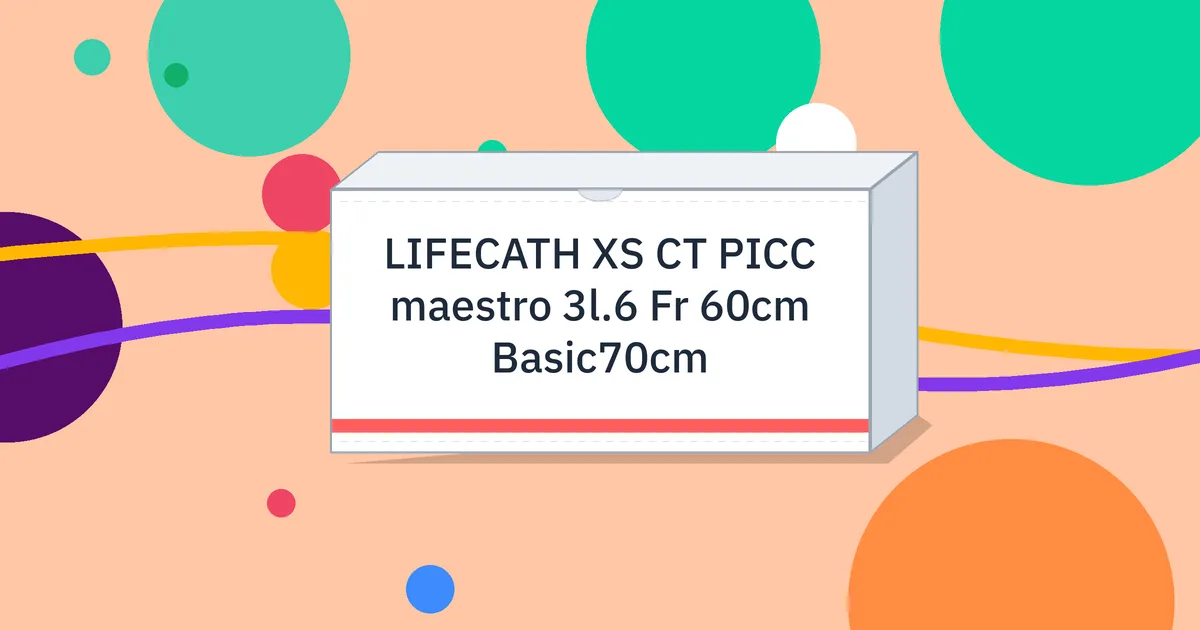 Symbolbild: Packung mit der Aufschrift LIFECATH XS CT PICC maestro 3l.6 Fr 60cm Basic70cm (PZN 19127967) – Verfügbarkeit und Bezug in Apotheken in Frankfurt am Main