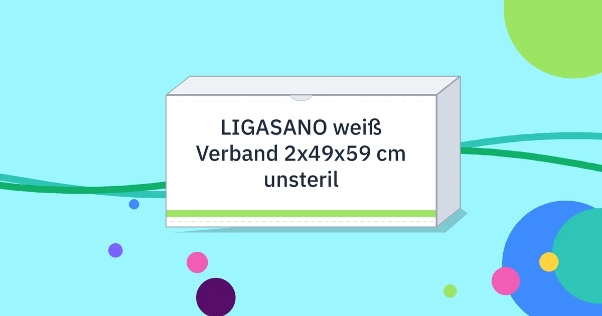 Symbolbild: Packung mit der Aufschrift LIGASANO weiß Verband 2x49x59 cm unsteril (PZN 17250652) – Verfügbarkeit und Bezug in Apotheken in Frankfurt am Main