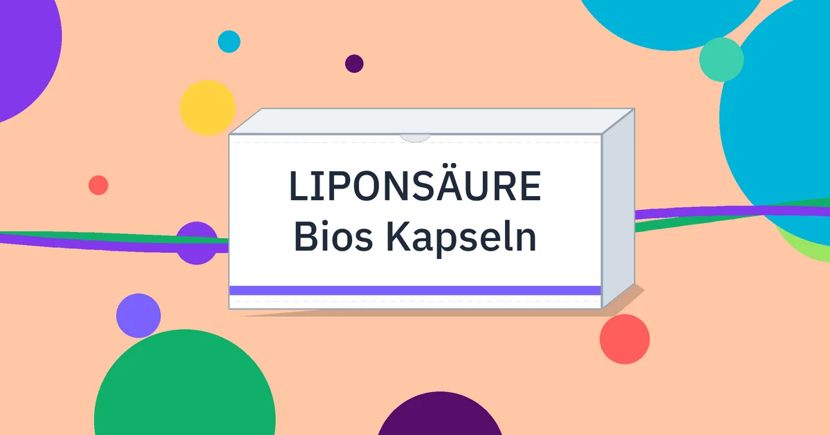 Symbolbild: Packung mit der Aufschrift LIPONSÄURE Bios Kapseln (PZN 05996145) – Verfügbarkeit und Bezug in Apotheken in Frankfurt am Main