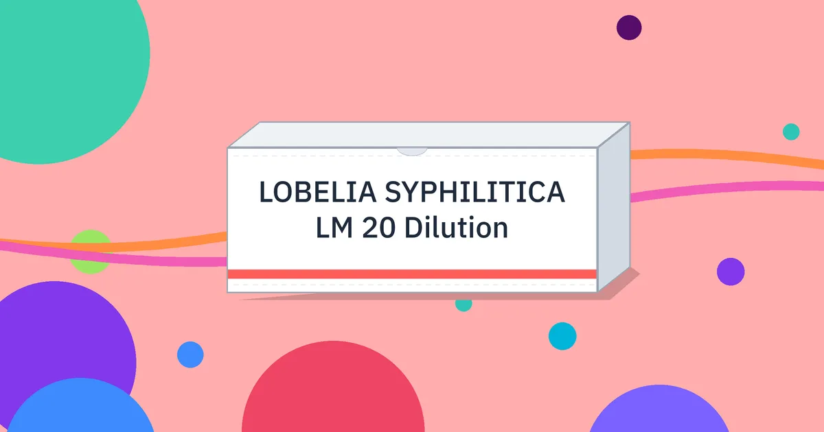 Symbolbild: Packung mit der Aufschrift LOBELIA SYPHILITICA LM 20 Dilution (PZN 13534878) – Verfügbarkeit und Bezug in Apotheken in Frankfurt am Main