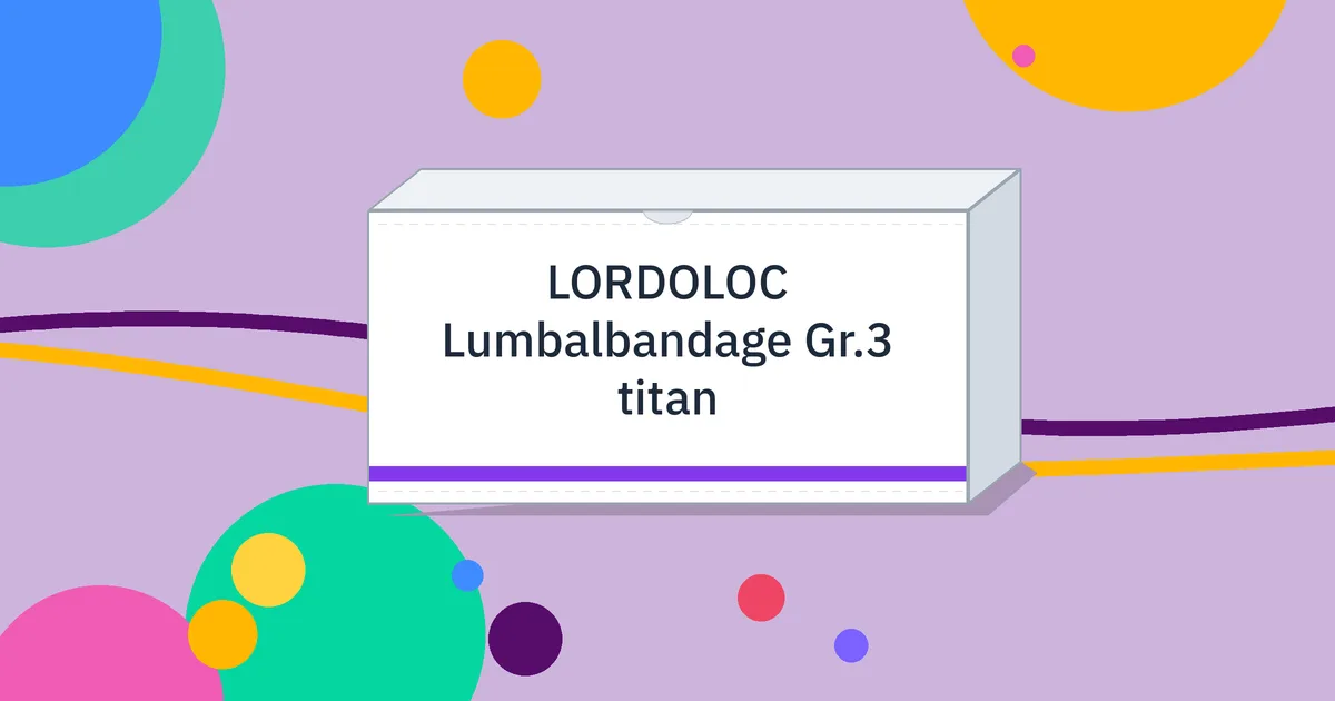 Symbolbild: Packung mit der Aufschrift LORDOLOC Lumbalbandage Gr.3 titan (PZN 03237145) – Verfügbarkeit und Bezug in Apotheken in Frankfurt am Main