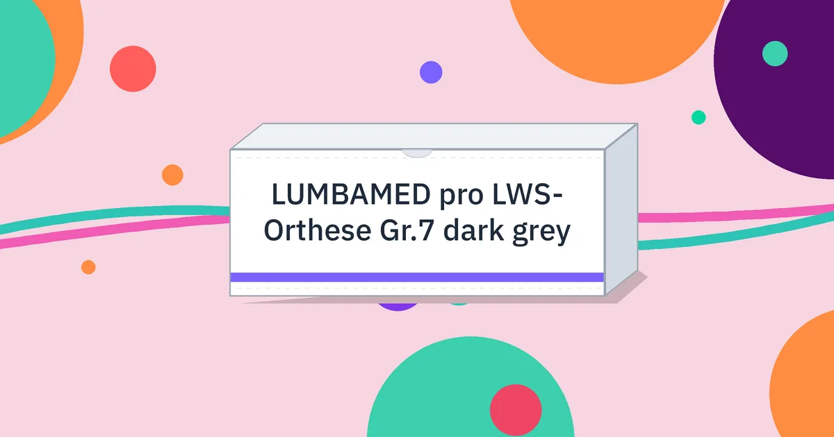 Symbolbild: Packung mit der Aufschrift LUMBAMED pro LWS-Orthese Gr.7 dark grey (PZN 20603982) – Verfügbarkeit und Bezug in Apotheken in Frankfurt am Main