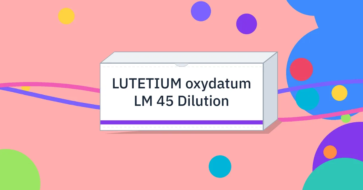 Symbolbild: Packung mit der Aufschrift LUTETIUM oxydatum LM 45 Dilution (PZN 12935049) – Verfügbarkeit und Bezug in Apotheken in Frankfurt am Main