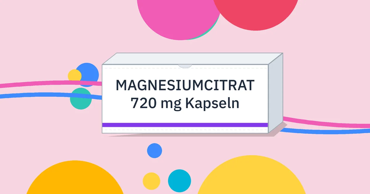 Symbolbild: Packung mit der Aufschrift MAGNESIUMCITRAT 720 mg Kapseln (PZN 15737634) – Verfügbarkeit und Bezug in Apotheken in Frankfurt am Main