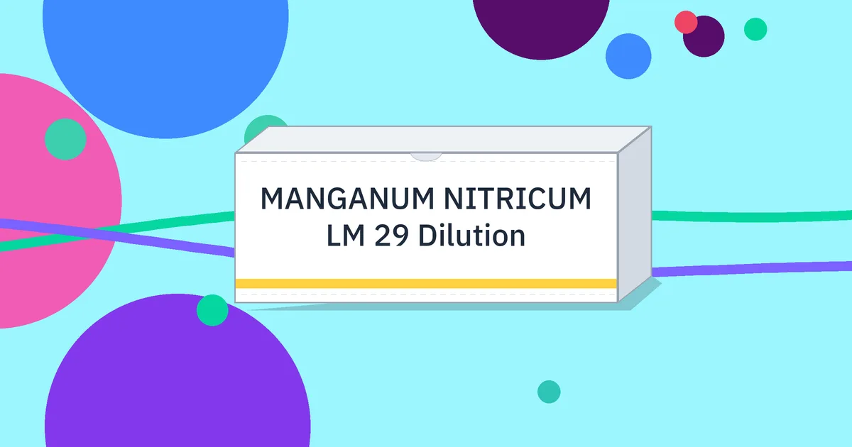 Symbolbild: Packung mit der Aufschrift MANGANUM NITRICUM LM 29 Dilution (PZN 12944367) – Verfügbarkeit und Bezug in Apotheken in Frankfurt am Main
