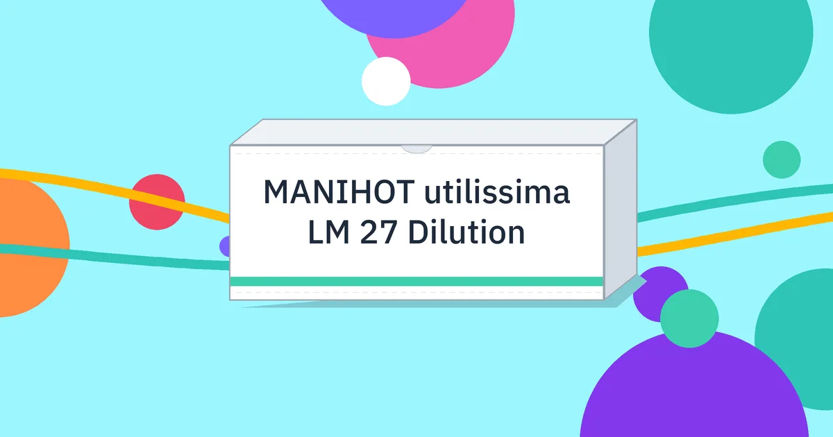 Symbolbild: Packung mit der Aufschrift MANIHOT utilissima LM 27 Dilution (PZN 13601155) – Verfügbarkeit und Bezug in Apotheken in Frankfurt am Main