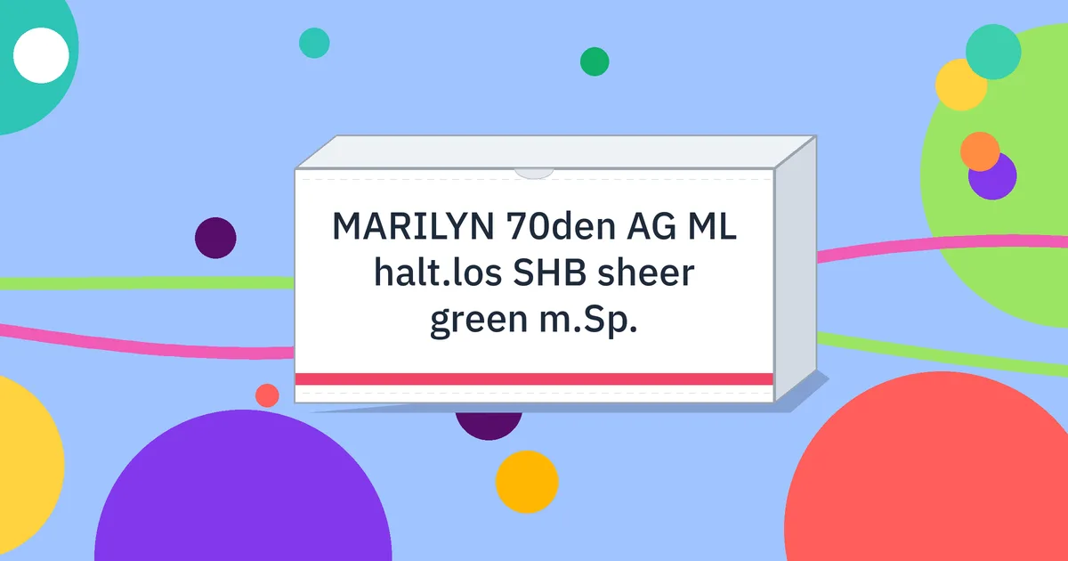 Symbolbild: Packung mit der Aufschrift MARILYN 70den AG ML halt.los SHB sheer green m.Sp. (PZN 16187756) – Verfügbarkeit und Bezug in Apotheken in Frankfurt am Main