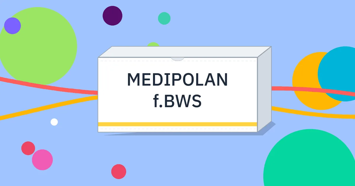 Symbolbild: Packung mit der Aufschrift MEDIPOLAN f.BWS (PZN 03013457) – Verfügbarkeit und Bezug in Apotheken in Frankfurt am Main