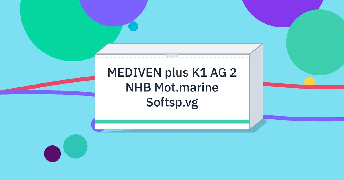 Symbolbild: Packung mit der Aufschrift MEDIVEN plus K1 AG 2 NHB Mot.marine Softsp.vg (PZN 15916555) – Verfügbarkeit und Bezug in Apotheken in Frankfurt am Main