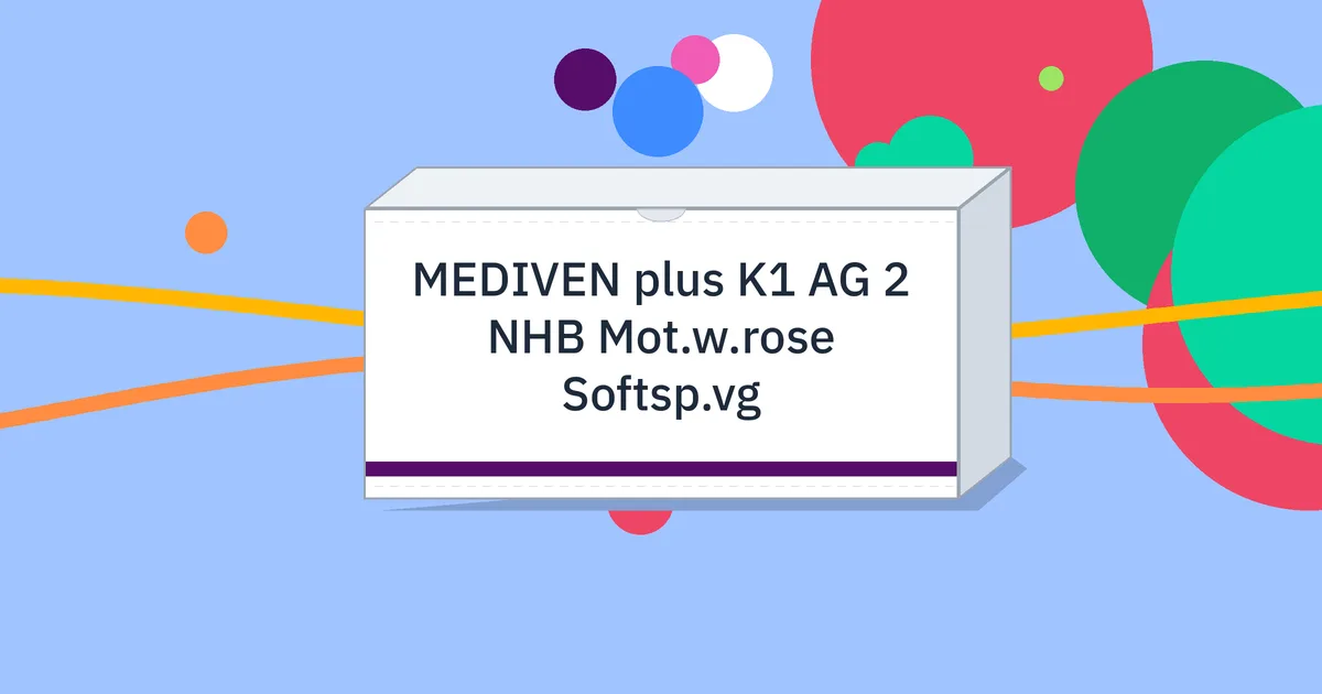 Symbolbild: Packung mit der Aufschrift MEDIVEN plus K1 AG 2 NHB Mot.w.rose Softsp.vg (PZN 15919967) – Verfügbarkeit und Bezug in Apotheken in Frankfurt am Main