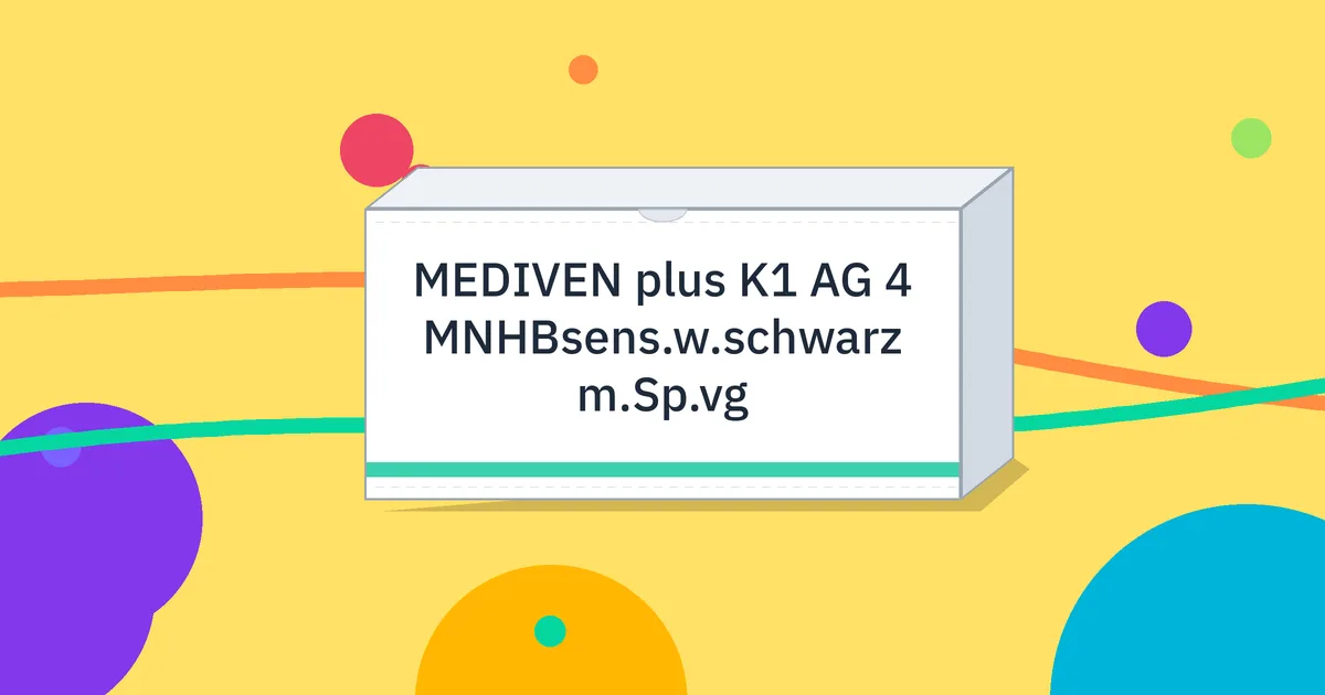 Symbolbild: Packung mit der Aufschrift MEDIVEN plus K1 AG 4 MNHBsens.w.schwarz m.Sp.vg (PZN 16073219) – Verfügbarkeit und Bezug in Apotheken in Frankfurt am Main