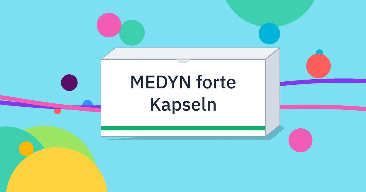 Symbolbild: Packung mit der Aufschrift MEDYN forte Kapseln (PZN 02716429) – Verfügbarkeit und Bezug in Apotheken in Frankfurt am Main