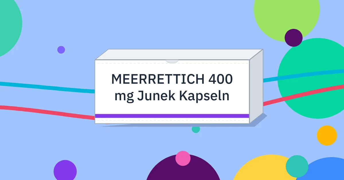 Symbolbild: Packung mit der Aufschrift MEERRETTICH 400 mg Junek Kapseln (PZN 00138626) – Verfügbarkeit und Bezug in Apotheken in Frankfurt am Main