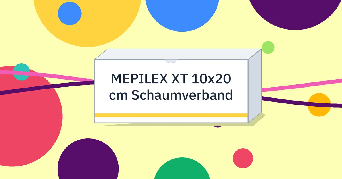 Symbolbild: Packung mit der Aufschrift MEPILEX XT 10x20 cm Schaumverband (PZN 17832905) – Verfügbarkeit und Bezug in Apotheken in Frankfurt am Main
