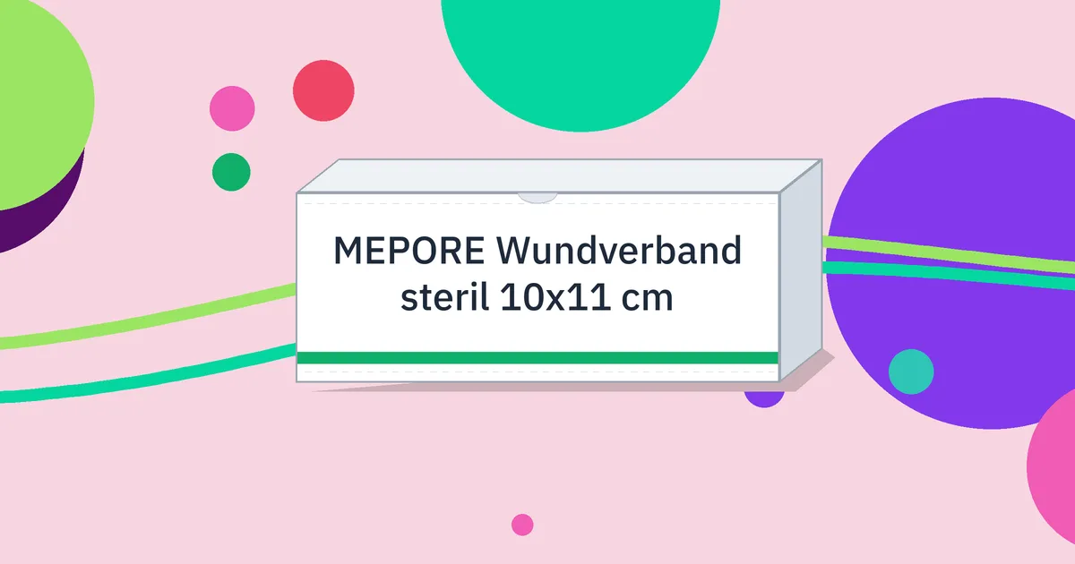 Symbolbild: Packung mit der Aufschrift MEPORE Wundverband steril 10x11 cm (PZN 11148349) – Verfügbarkeit und Bezug in Apotheken in Frankfurt am Main