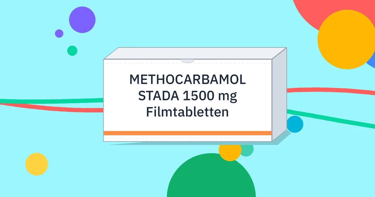 Symbolbild: Packung mit der Aufschrift METHOCARBAMOL STADA 1500 mg Filmtabletten (PZN 17973994) – Verfügbarkeit und Bezug in Apotheken in Frankfurt am Main