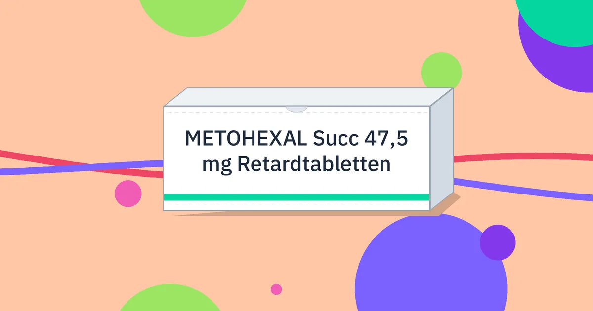 Symbolbild: Packung mit der Aufschrift METOHEXAL Succ 47,5 mg Retardtabletten (PZN 20171436) – Verfügbarkeit und Bezug in Apotheken in Frankfurt am Main