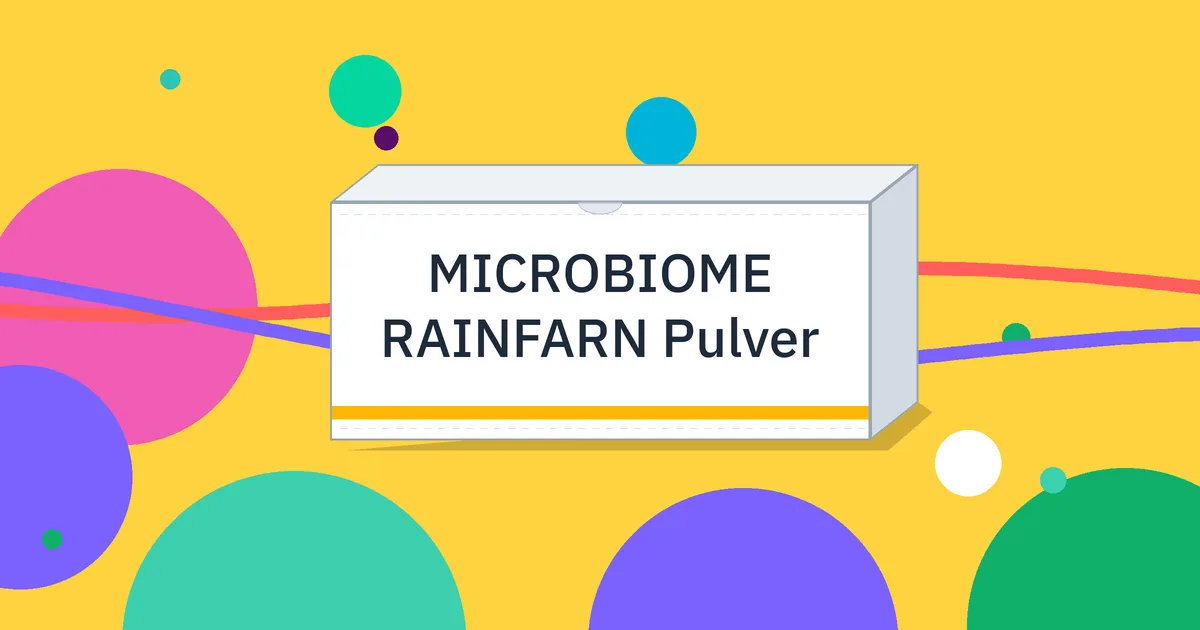 Symbolbild: Packung mit der Aufschrift MICROBIOME RAINFARN Pulver (PZN 16781910) – Verfügbarkeit und Bezug in Apotheken in Frankfurt am Main