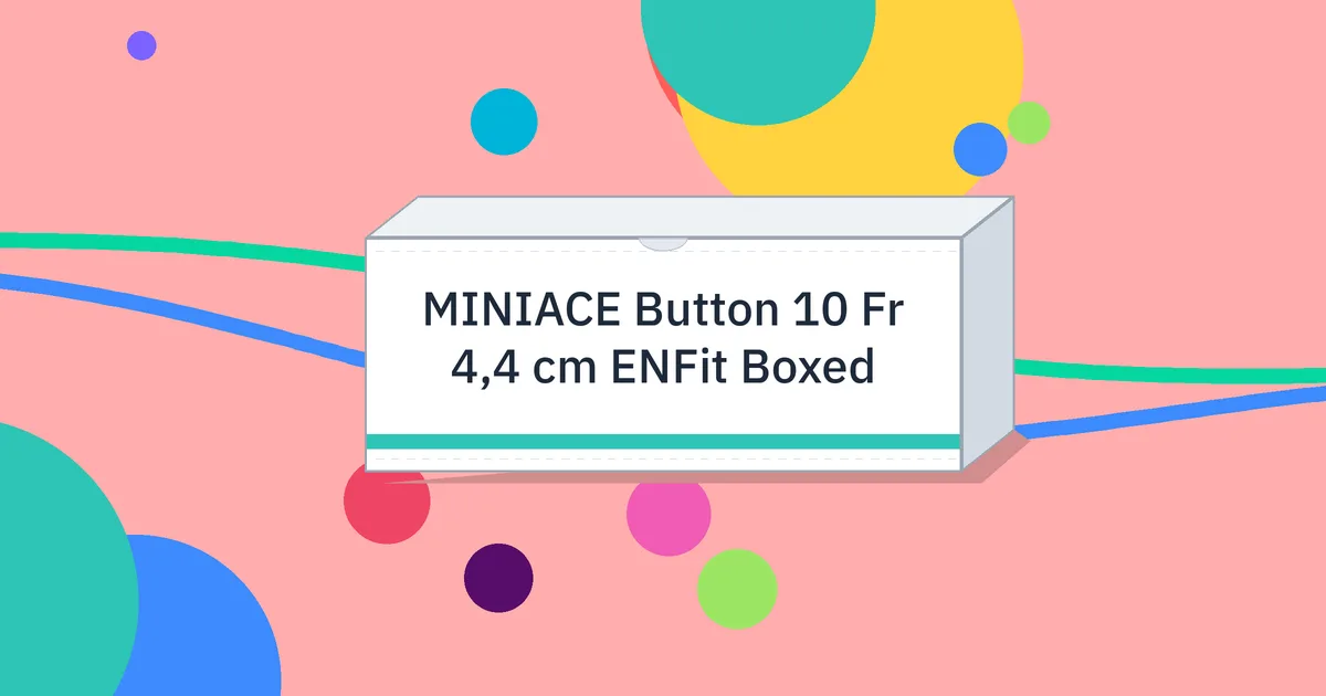 Symbolbild: Packung mit der Aufschrift MINIACE Button 10 Fr 4,4 cm ENFit Boxed (PZN 16953133) – Verfügbarkeit und Bezug in Apotheken in Frankfurt am Main