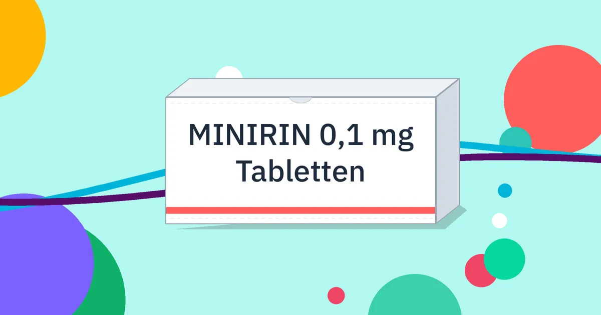 Symbolbild: Packung mit der Aufschrift MINIRIN 0,1 mg Tabletten (PZN 18021988) – Verfügbarkeit und Bezug in Apotheken in Frankfurt am Main