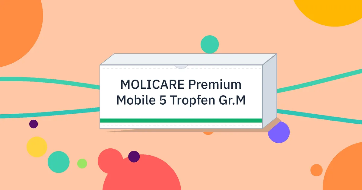 Symbolbild: Packung mit der Aufschrift MOLICARE Premium Mobile 5 Tropfen Gr.M (PZN 14442776) – Verfügbarkeit und Bezug in Apotheken in Frankfurt am Main