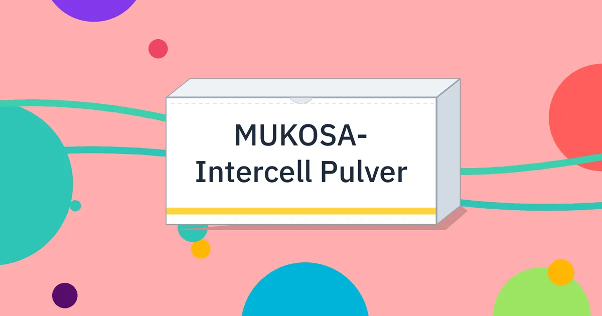 Symbolbild: Packung mit der Aufschrift MUKOSA-Intercell Pulver (PZN 18910671) – Verfügbarkeit und Bezug in Apotheken in Frankfurt am Main