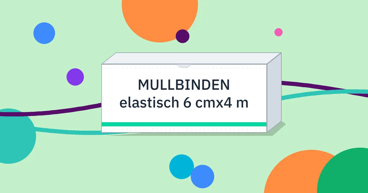 Symbolbild: Packung mit der Aufschrift MULLBINDEN elastisch 6 cmx4 m (PZN 13846454) – Verfügbarkeit und Bezug in Apotheken in Frankfurt am Main