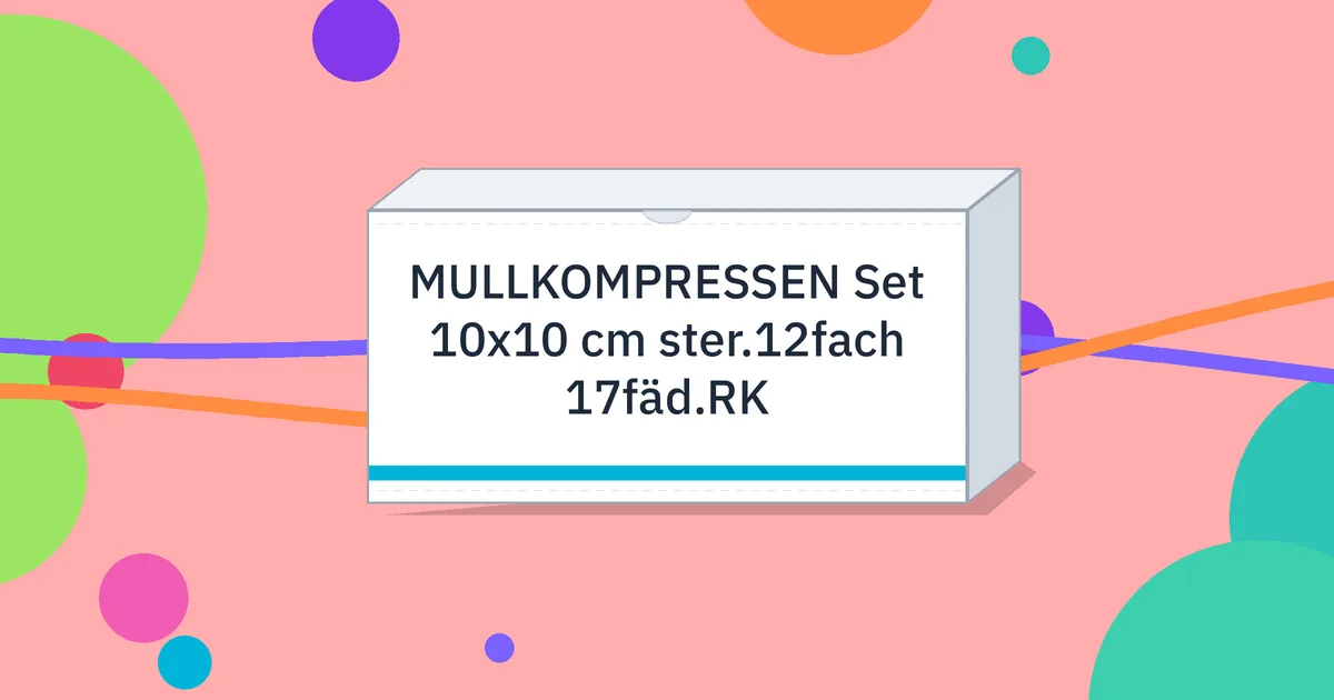 Symbolbild: Packung mit der Aufschrift MULLKOMPRESSEN Set 10x10 cm ster.12fach 17fäd.RK (PZN 06930680) – Verfügbarkeit und Bezug in Apotheken in Frankfurt am Main