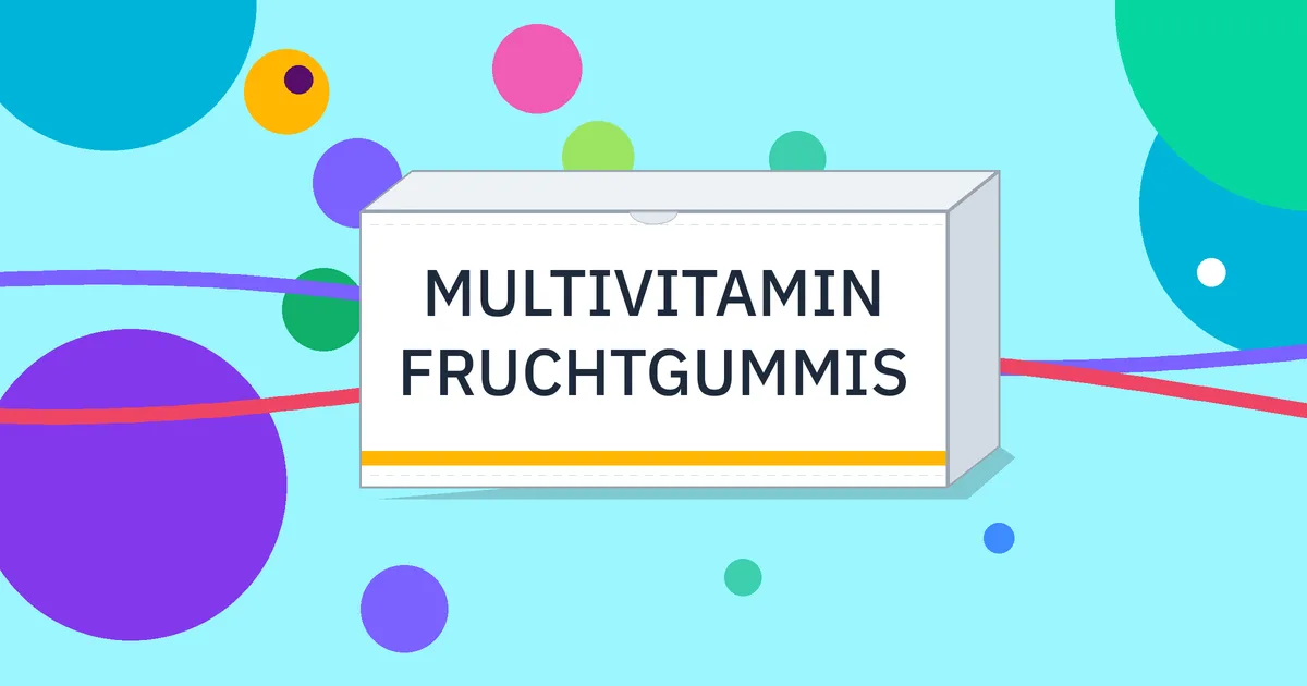 Symbolbild: Packung mit der Aufschrift MULTIVITAMIN FRUCHTGUMMIS (PZN 19835701) – Verfügbarkeit und Bezug in Apotheken in Frankfurt am Main