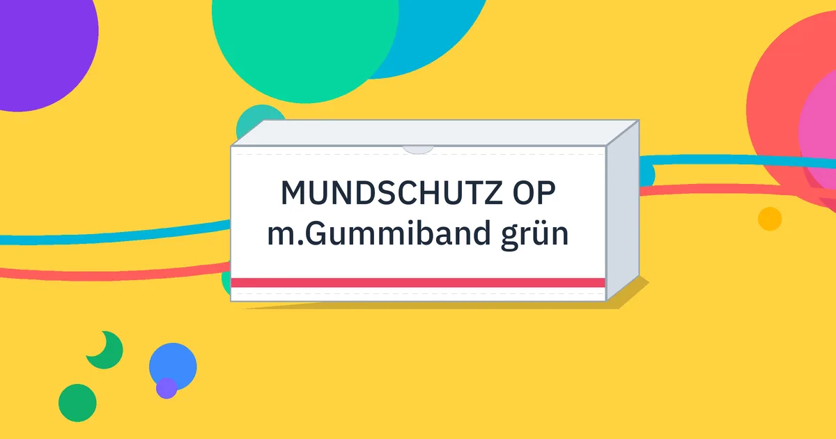 Symbolbild: Packung mit der Aufschrift MUNDSCHUTZ OP m.Gummiband grün (PZN 01468099) – Verfügbarkeit und Bezug in Apotheken in Frankfurt am Main