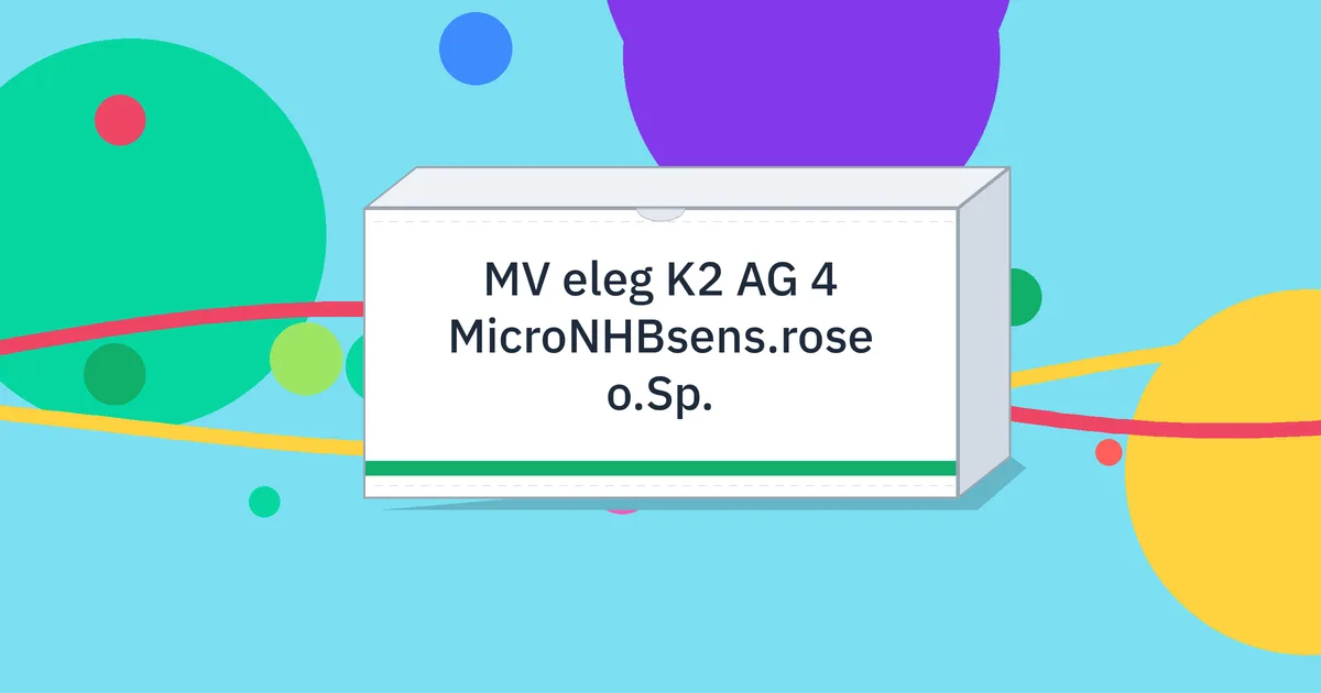 Symbolbild: Packung mit der Aufschrift MV eleg K2 AG 4 MicroNHBsens.rose o.Sp. (PZN 15723655) – Verfügbarkeit und Bezug in Apotheken in Frankfurt am Main