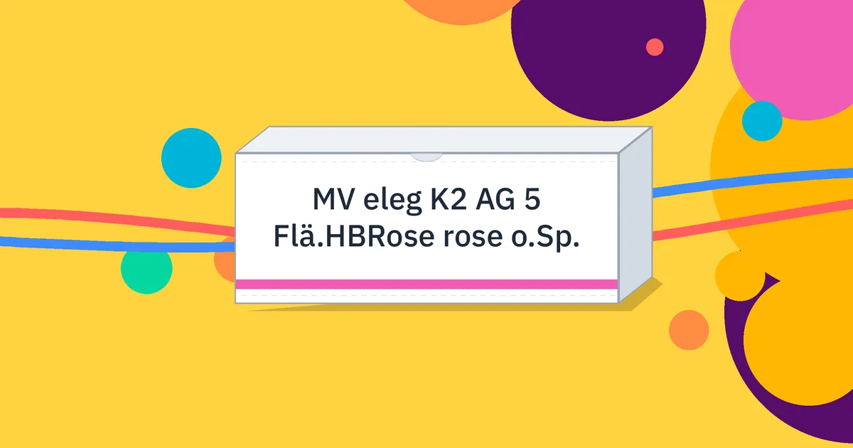 Symbolbild: Packung mit der Aufschrift MV eleg K2 AG 5 Flä.HBRose rose o.Sp. (PZN 15717904) – Verfügbarkeit und Bezug in Apotheken in Frankfurt am Main