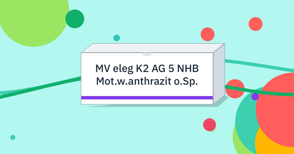Symbolbild: Packung mit der Aufschrift MV eleg K2 AG 5 NHB Mot.w.anthrazit o.Sp. (PZN 15726116) – Verfügbarkeit und Bezug in Apotheken in Frankfurt am Main