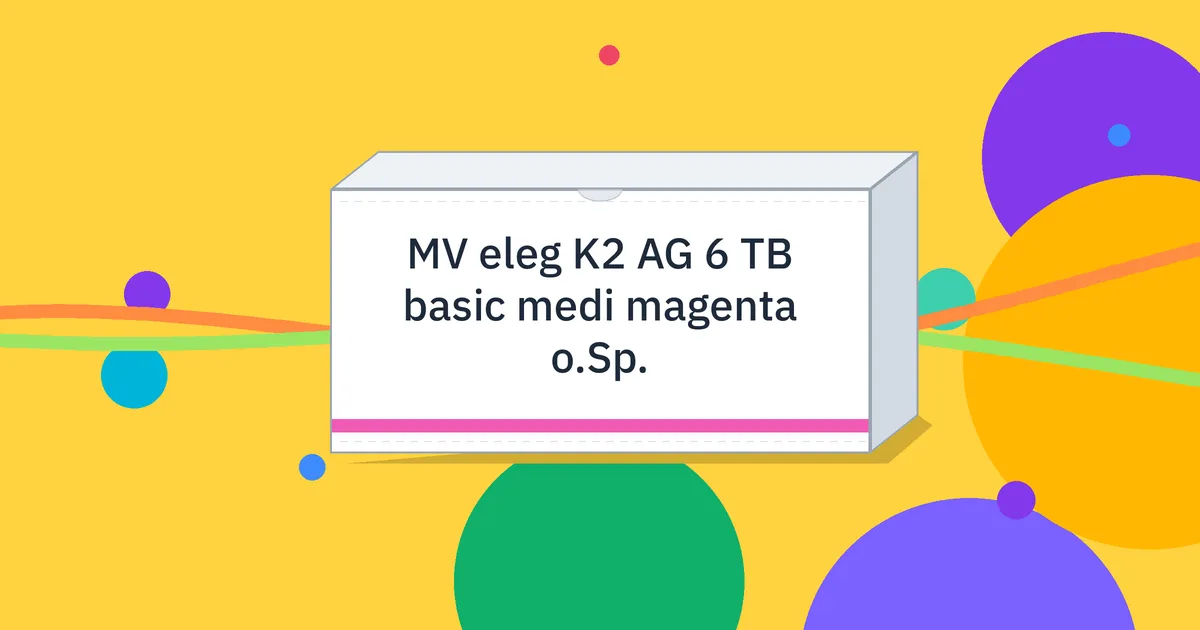 Symbolbild: Packung mit der Aufschrift MV eleg K2 AG 6 TB basic medi magenta o.Sp. (PZN 14643256) – Verfügbarkeit und Bezug in Apotheken in Frankfurt am Main