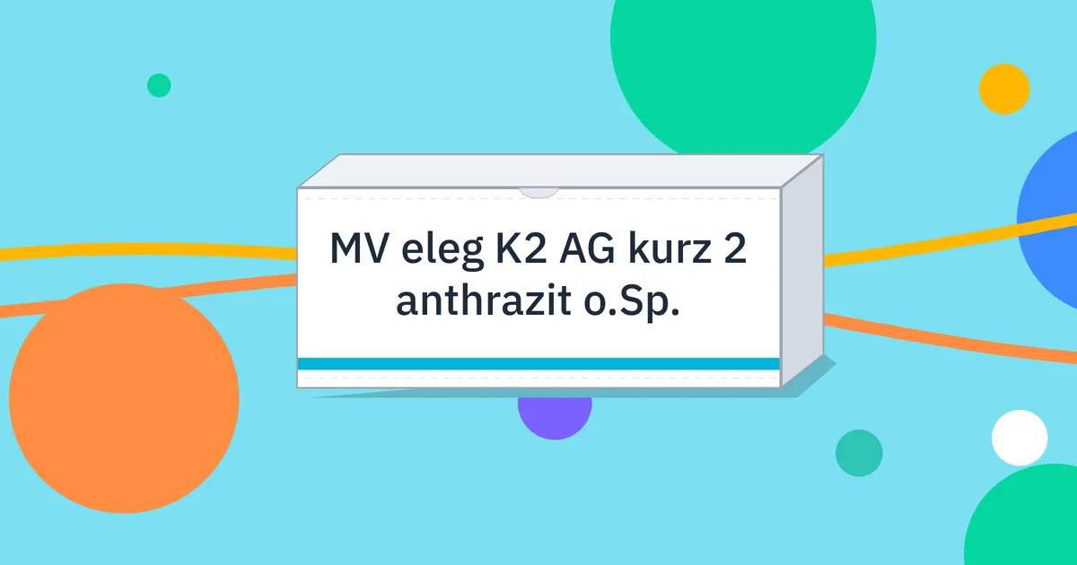 Symbolbild: Packung mit der Aufschrift MV eleg K2 AG kurz 2 anthrazit o.Sp. (PZN 00644068) – Verfügbarkeit und Bezug in Apotheken in Frankfurt am Main