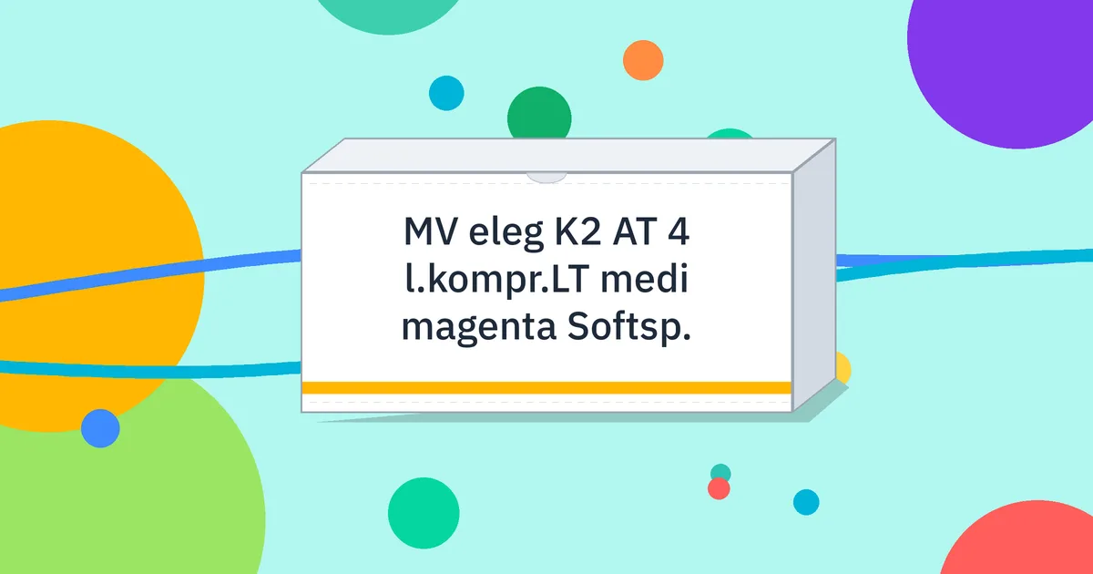 Symbolbild: Packung mit der Aufschrift MV eleg K2 AT 4 l.kompr.LT medi magenta Softsp. (PZN 15285801) – Verfügbarkeit und Bezug in Apotheken in Frankfurt am Main