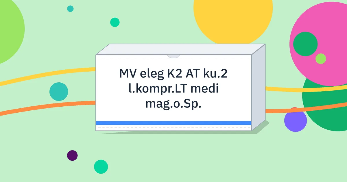 Symbolbild: Packung mit der Aufschrift MV eleg K2 AT ku.2 l.kompr.LT medi mag.o.Sp. (PZN 15287680) – Verfügbarkeit und Bezug in Apotheken in Frankfurt am Main