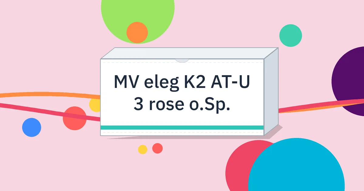 Symbolbild: Packung mit der Aufschrift MV eleg K2 AT-U 3 rose o.Sp. (PZN 15291055) – Verfügbarkeit und Bezug in Apotheken in Frankfurt am Main