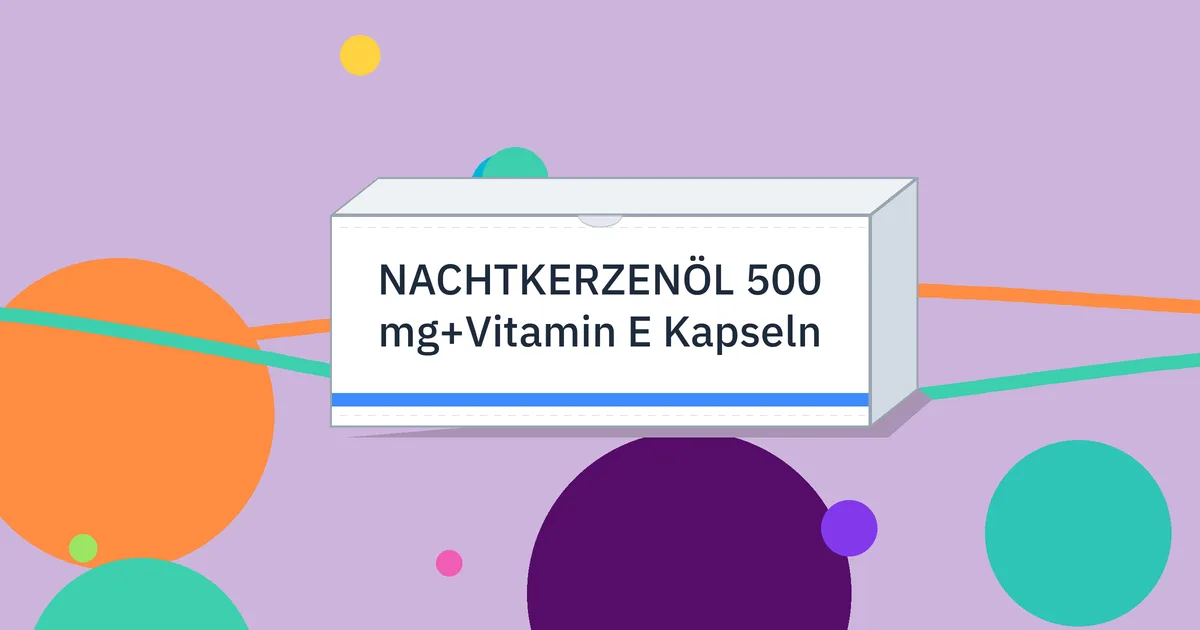 Symbolbild: Packung mit der Aufschrift NACHTKERZENÖL 500 mg+Vitamin E Kapseln (PZN 18654506) – Verfügbarkeit und Bezug in Apotheken in Frankfurt am Main