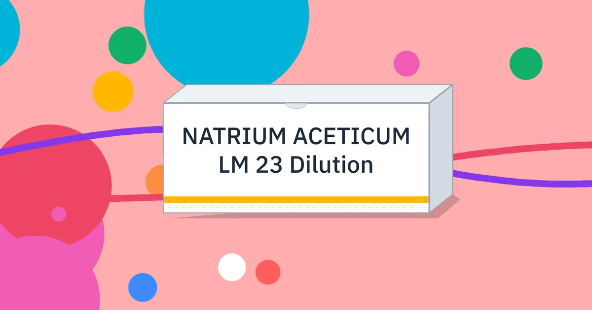 Symbolbild: Packung mit der Aufschrift NATRIUM ACETICUM LM 23 Dilution (PZN 12959067) – Verfügbarkeit und Bezug in Apotheken in Frankfurt am Main