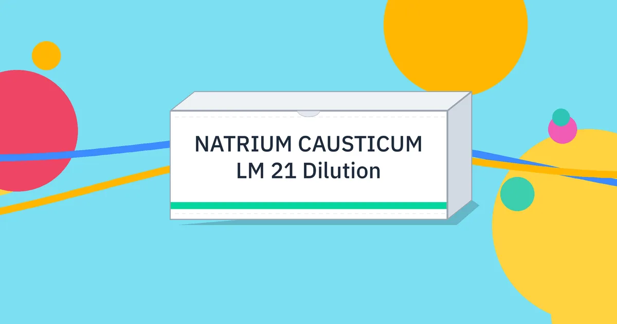 Symbolbild: Packung mit der Aufschrift NATRIUM CAUSTICUM LM 21 Dilution (PZN 12962158) – Verfügbarkeit und Bezug in Apotheken in Frankfurt am Main