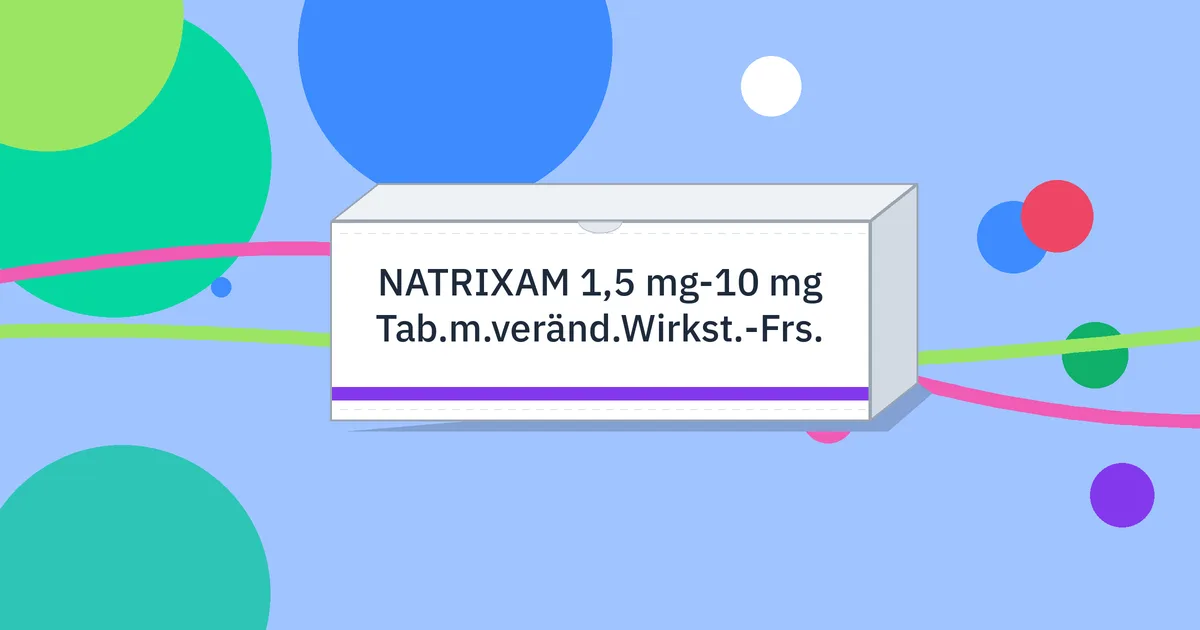 Symbolbild: Packung mit der Aufschrift NATRIXAM 1,5 mg-10 mg Tab.m.veränd.Wirkst.-Frs. (PZN 19134795) – Verfügbarkeit und Bezug in Apotheken in Frankfurt am Main