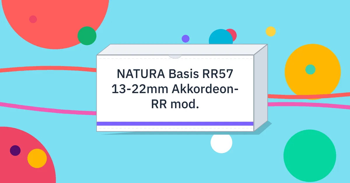 Symbolbild: Packung mit der Aufschrift NATURA Basis RR57 13-22mm Akkordeon-RR mod. (PZN 10117766) – Verfügbarkeit und Bezug in Apotheken in Frankfurt am Main