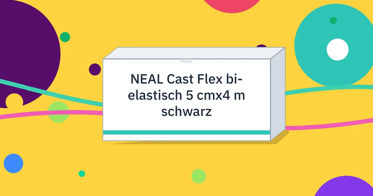 Symbolbild: Packung mit der Aufschrift NEAL Cast Flex bi-elastisch 5 cmx4 m schwarz (PZN 19530976) – Verfügbarkeit und Bezug in Apotheken in Frankfurt am Main