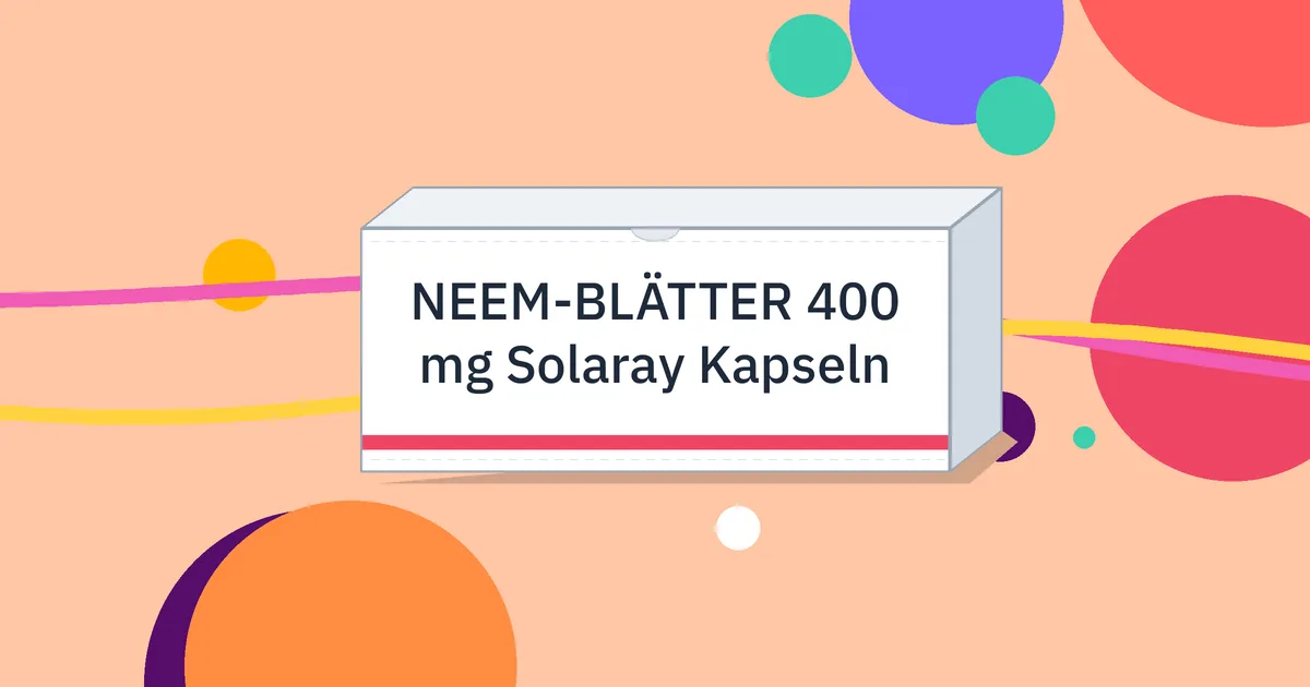 Symbolbild: Packung mit der Aufschrift NEEM-BLÄTTER 400 mg Solaray Kapseln (PZN 17254420) – Verfügbarkeit und Bezug in Apotheken in Frankfurt am Main